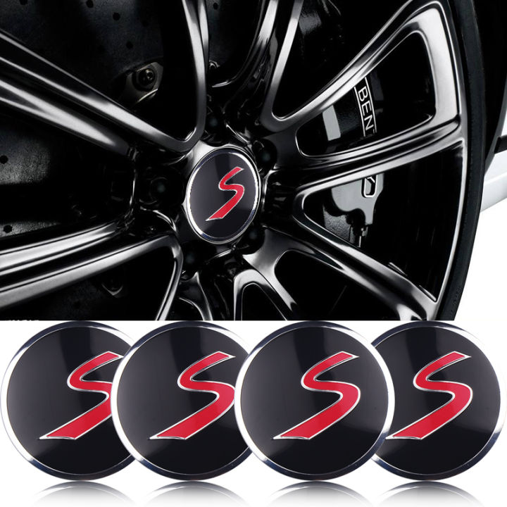4PC 56MM Aluminum S Badge Car Wheel Center Cover Hub Caps Sticker for ...
