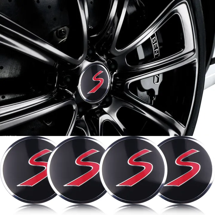 4PC 56MM Aluminum S Badge Car Wheel Center Cover Hub Caps Sticker for ...