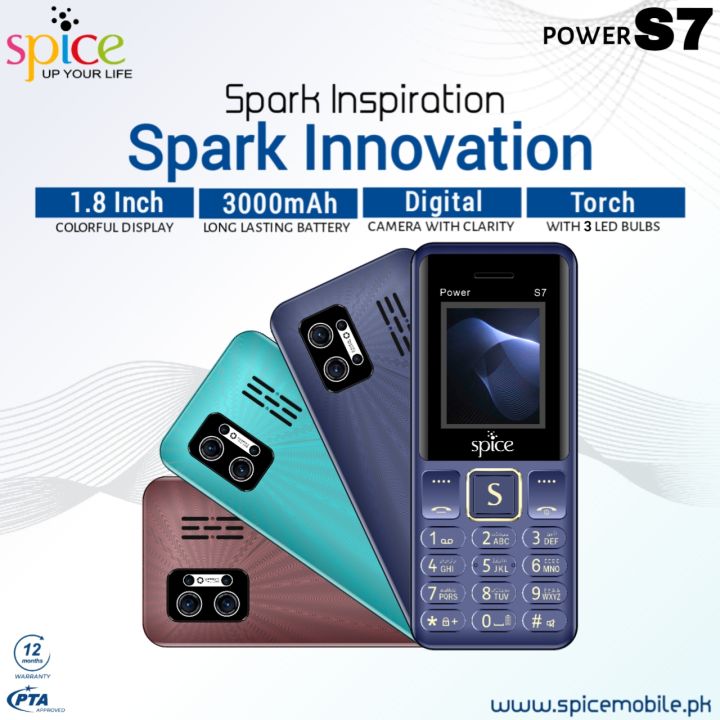 Spice S7 Power Series - 1.8 Inch - 3000mAh Battery - DualSim - Wireless FM Radio - Powerful ...