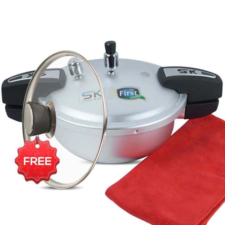 7 Liter Zircon 2-in-1 Aluminum Pressure Cooker & Karahi/Wok with Free ...