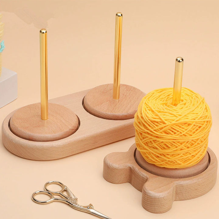 IMZAY New Solid Wooden Rotatable Yarn Shaft Spool Holder Yarn Cake ...
