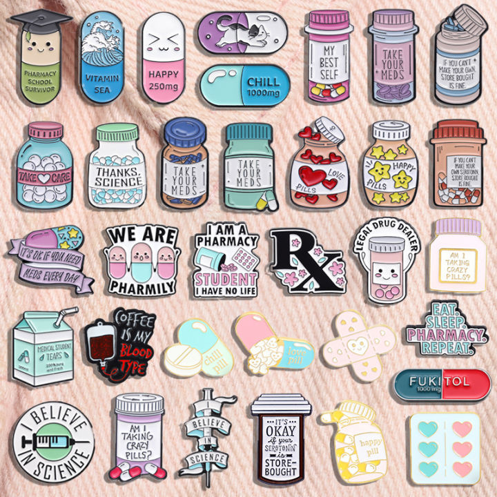 Medical Series Enamel Pins Syringe Capsule Pill I am Doctor Nurse ...
