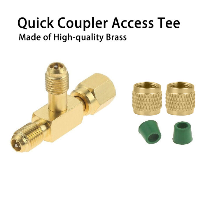 Quick Coupler Access Tee 1/4" SAE Valves Core Tee Adapter with Swivel ...