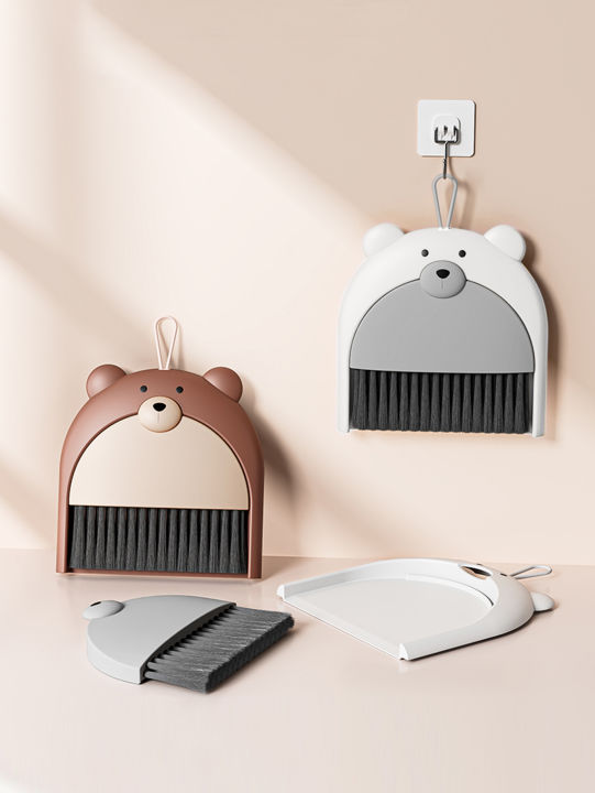 Cute Bear Cartoon Design Mini Foldable Broom & Dustpan Set – Portable ...