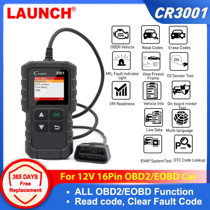 LAUNCH X431 CR3001 Code Reader Support OBDII / EOBD Creader 3001 OBD2 Car Diagnostic Tools ...