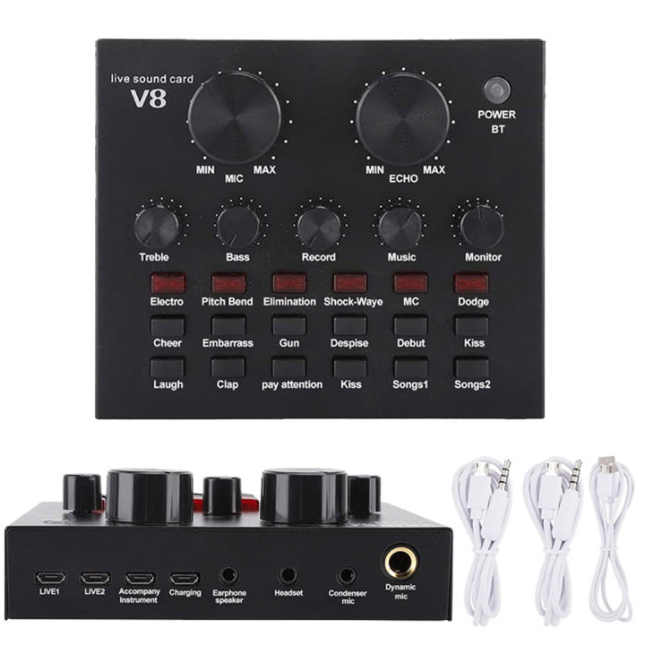 V8 Sound Card Audio Set Interface External Usb Live Microphone Sound ...