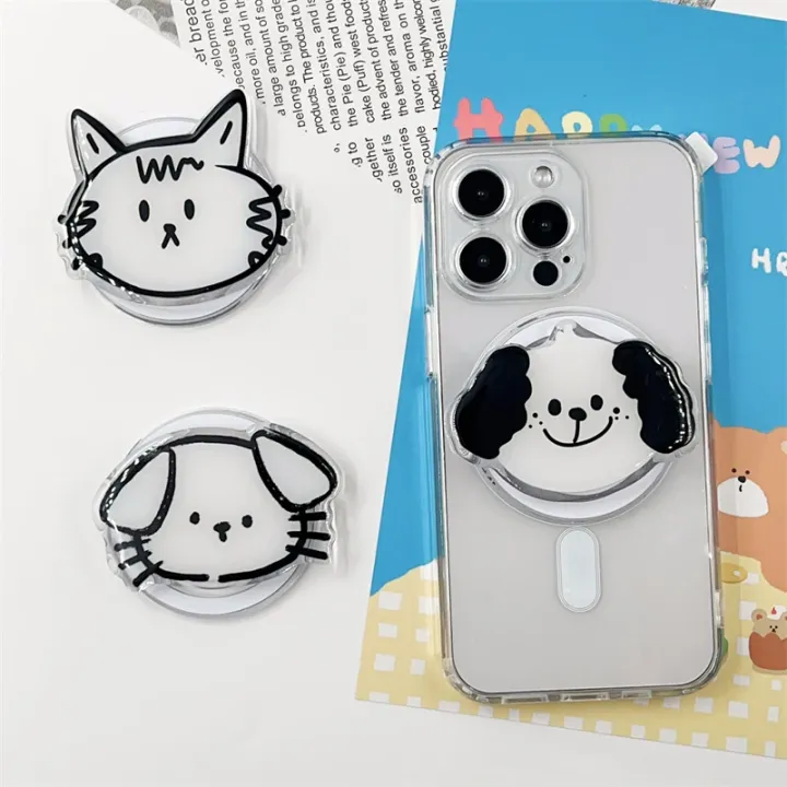 Korean Cute Cartoon Kitten Magnetic Holder Grip Tok Griptok Phone Stand ...