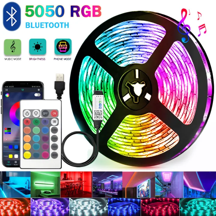 5V RGB 5050 LED Light Strip USB Infrared Remote Control Flexible Lamp ...
