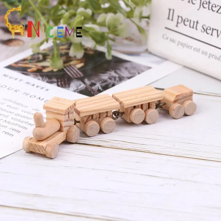 1Pc Mini Wooden Train Simulation Model Toys 1/12 Dollhouse Miniature ...