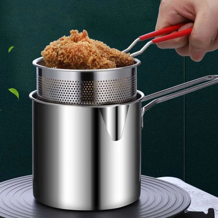 Stainless Steel Deep Fryer with Strainer Basket - Multi-Purpose Tempura ...