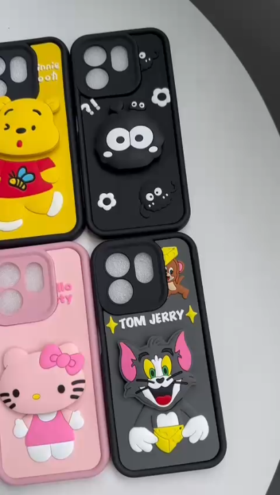 Infinix Smart 10 Back Cover For Girls - Pop Socket Case - Cartoon Case ...