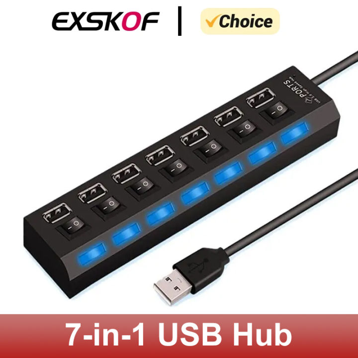 USB Hub 7-in-1 Adapter Multi Ports Use Power Adapter Extensor USB 2.0 ...