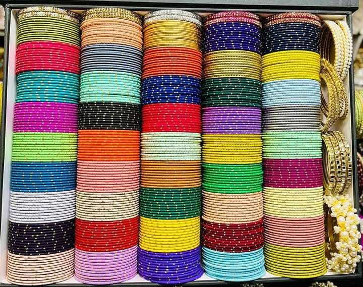Indian Dotted Metal Bangles For Girls / pack of 01 dozen bangles / all ...
