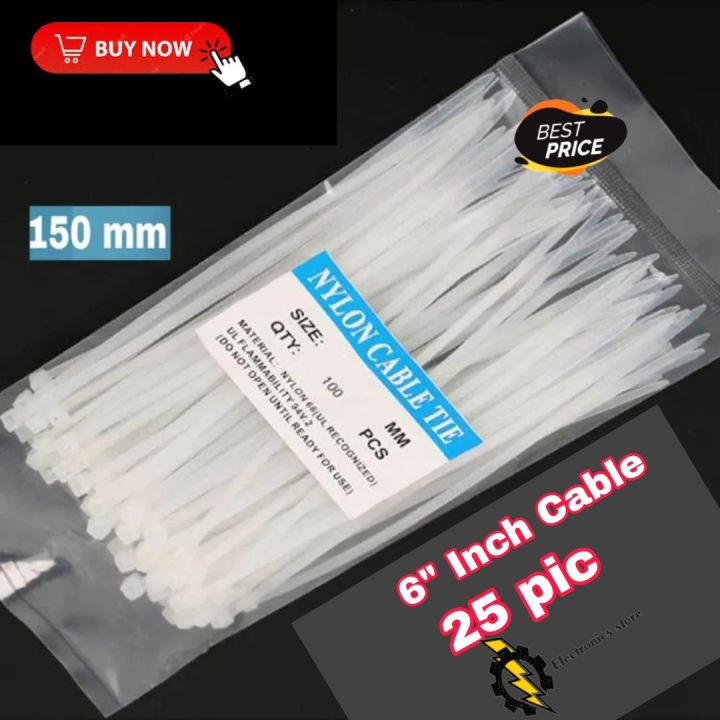 6" Inch Cable Tie Plastic Nylon Zip Tie 25. piece | Daraz.com.bd
