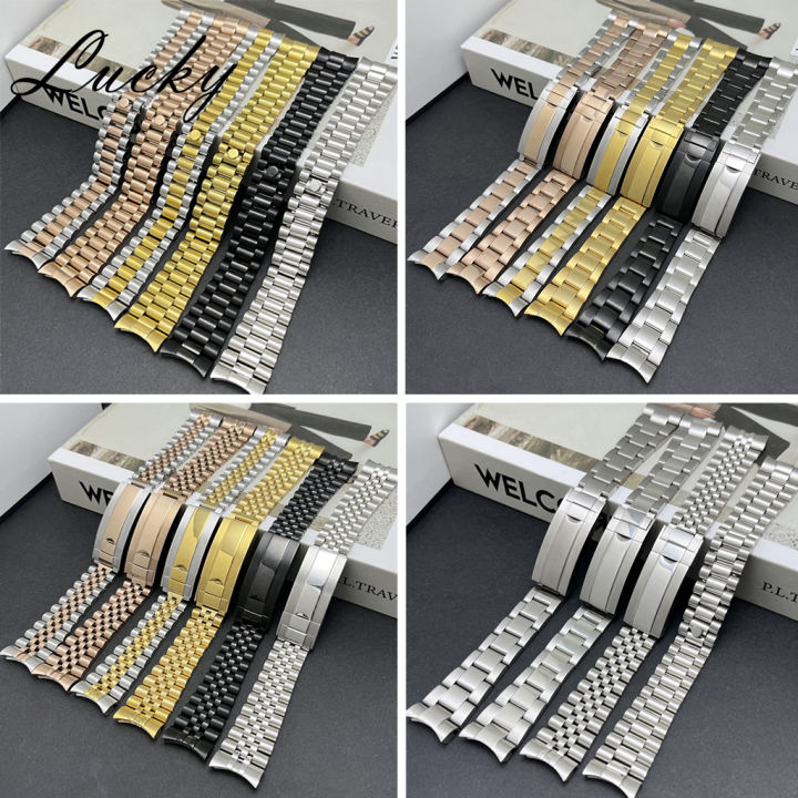 20mm Bracelet Glide Lock Clasp 904L Solid Stainless Steel Strap Brushed ...