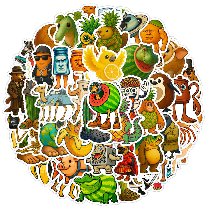 50Pcs Cartoon Tung Tung Tung Sahur Stickers Italian Brainrot Funny Meme ...