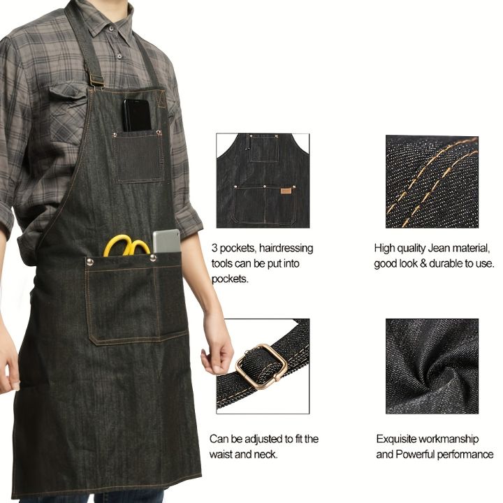 Lightweight Denim Jean Tool Apron with Pockets Waterproof Waxed Canvas ...