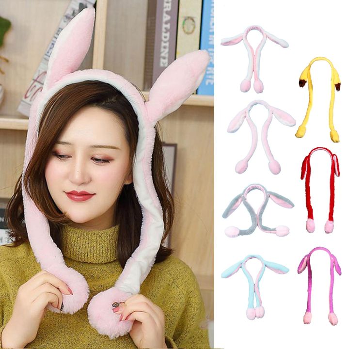 Bunny Ear Hat with Moving Jumping Net Red Photo Headcover Ins Style ...