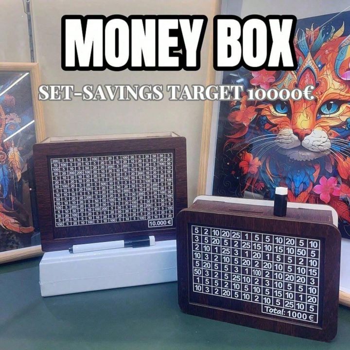 Wooden Money Saving Box Money Storage Bank with Saving Money Goals ...
