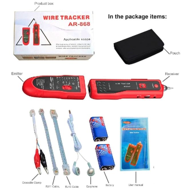 Wire Tracker RJ11 RJ45 Cable Tester Line Finder Ethernet LAN Network ...