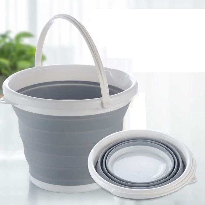 Portible Fold-able Collapsible 10L Silicone Bucket Portable Space ...