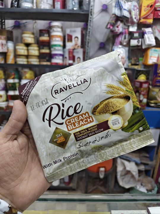 Ravellia Rice Bleach Cream For Face Sachet Pack With Milk Protein ...