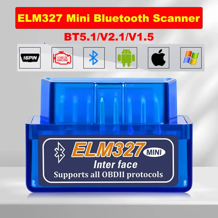 Mini ELM327 V1.5/V2.1 Bluetooth OBD2 Scanner Code Reader Car Diagnostic Tools Check Engine Scan ...