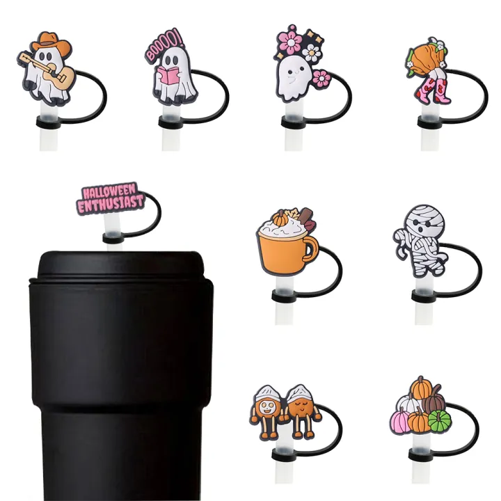 Halloween ghost Silicone Straw Toppers for 10mm,Straw Caps for Glass ...