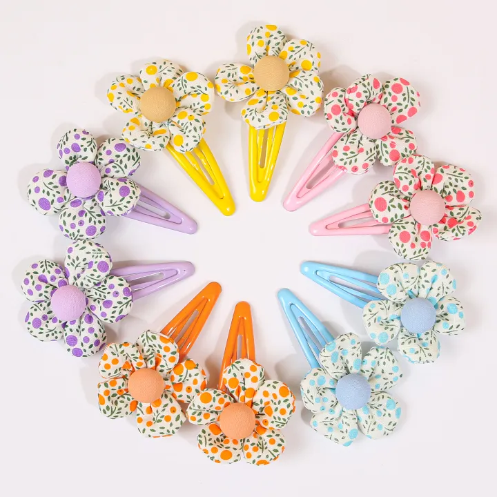10pcs Cute Fabric Flower Hair Clips Floral Barrettes Clips Kids Girls ...