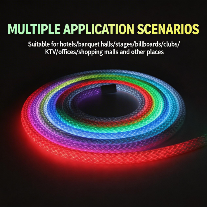 Flexible RGB LED Rope Light 360° Circular Luminous Band Woven Mesh ...