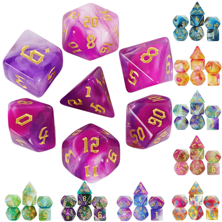 Polyhedral Multi-Color Game Dice 7pcs/set for DNDGame Dungeon Dragons ...