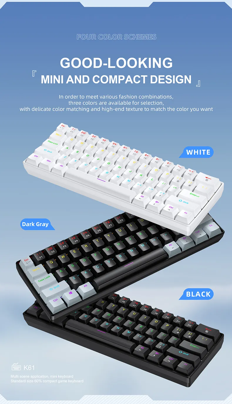 61 Keys Mechanical Keyboard Wired,APAYADO K61 RGB 60% Portable Mini ...