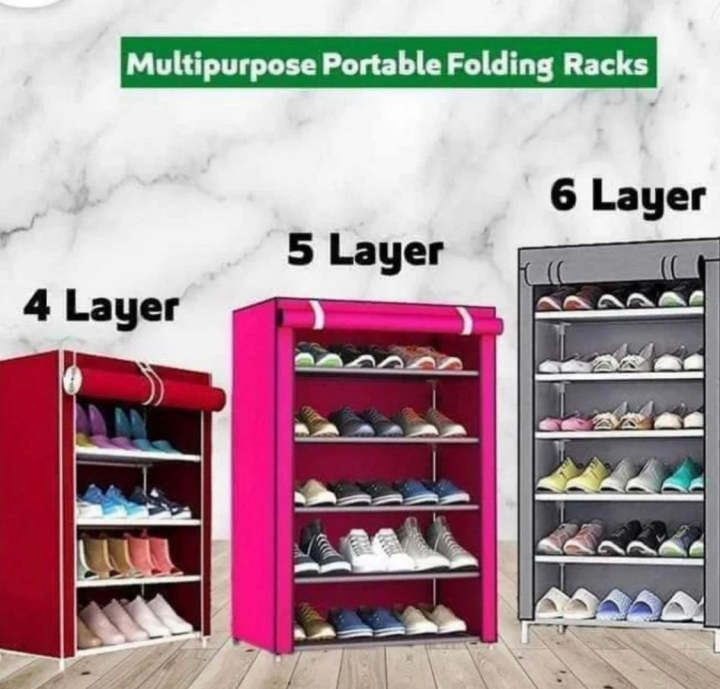 Shoe Rack & Wardrobe 3 Layers Portable Shoe Rack With Zip Cover | Daraz.pk