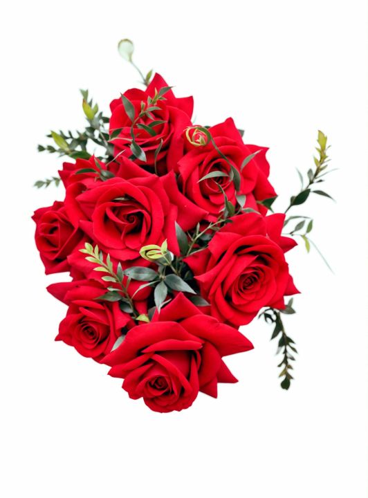 Artificial valvat Rose flowers bunch for Vase Decor near to nature 12 ...