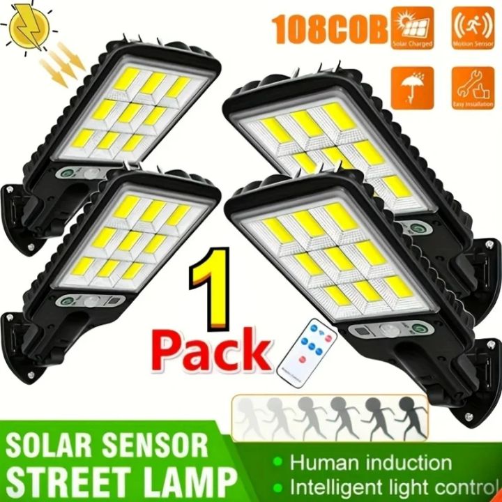108 COB Sensor Street Lamp 3 Light Modes Outdoor Waterproof Security ...