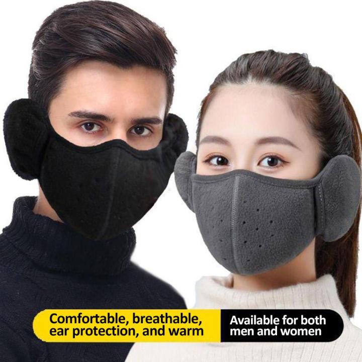 Winter Fleece Earmuffs with Windproof Mouth Cover Unisex Warm Ear ...