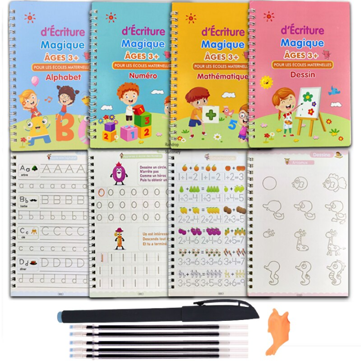 4pcs French Magic Practice Copybook Pen Preschools Kids Calligraphy ...