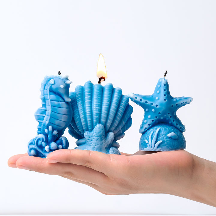 3D Starfish Shell Seahorse Mold DIY Handmade Soap Scented Candle ...