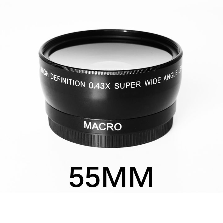 55mm 2 in 1 HD 0.43X Super Wide Angle Macro Lens for 55mm Filter Size ...