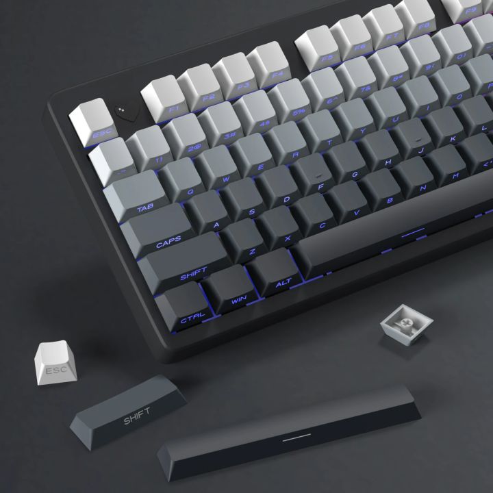 New 133 Key Gradient Gray PBT Double Shot Keycap Side Print Shine ...