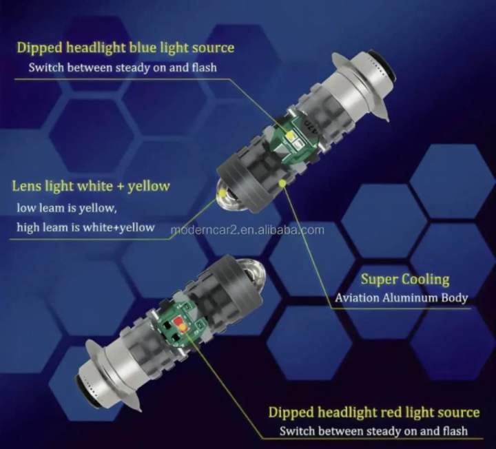 P15D LED Motorcycle Headlight Bulb with Projector Lens - Dual Color ...