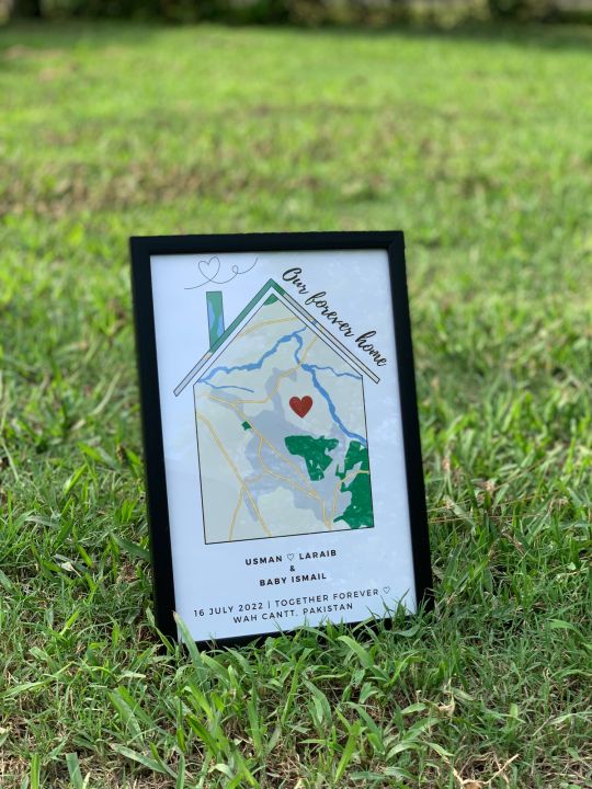 Custom Home Map Frame , Custom Map Frame , Premium Quality Print , A4 ...