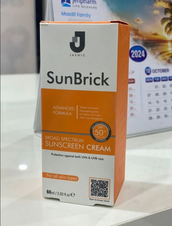 Jasnic SunBrick Sunscreen Cream SPF 50 – Broad Spectrum UVA/UVB ...