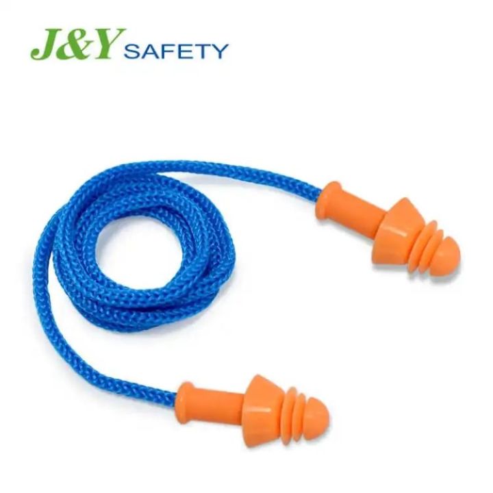 Soft Silicone Corded Reusable ear plugs ULTRAFIT, with safety cord ...