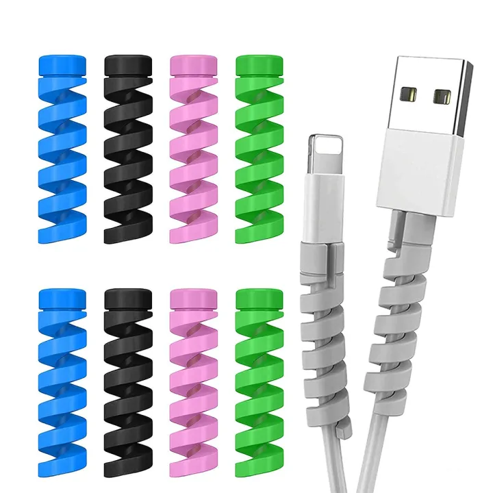 Silicone Spiral Data Cable Protector Universal USB Charger Saver Cover ...