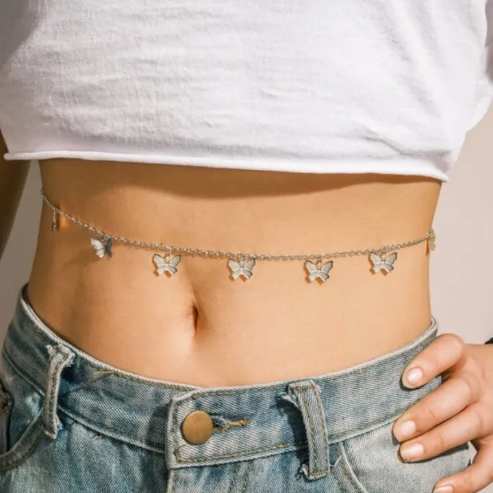 Silver Butterfly Waist Chain for Girls - Trendy Midriff Jewelry for ...