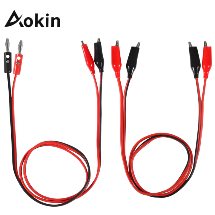 Aokin 1M Alligator Cilp to Banana Plug Test Cable Lead Connector Dual ...