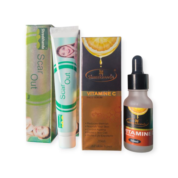 Shreekhanda Scar Out Melasma Face Night Cream 20gm and Vitamine C Face ...