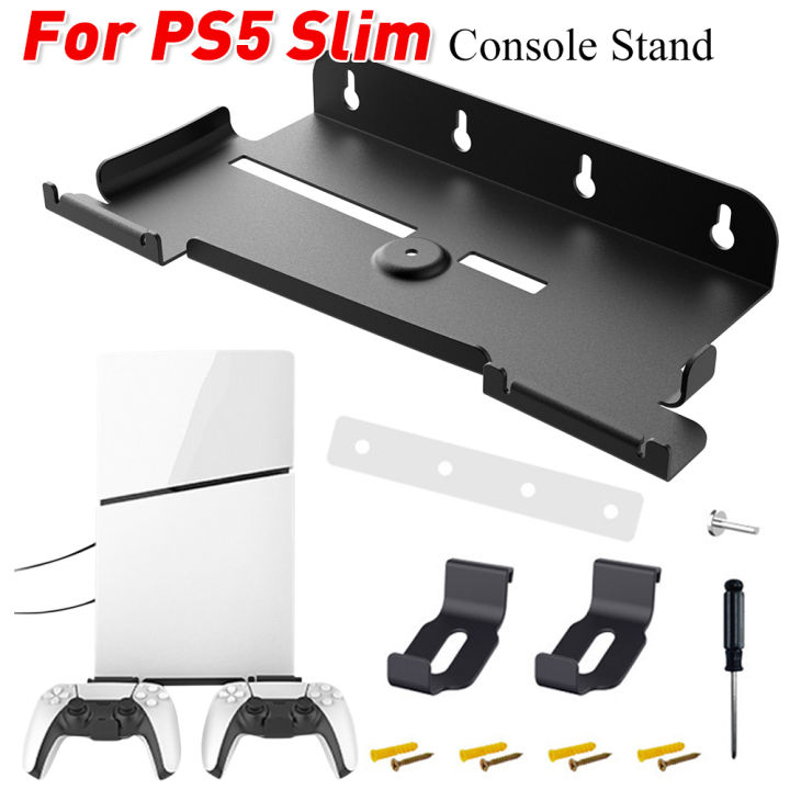 Wall Mounted Console Stand For PS5 Slim Holder with 2 Controller Mounts ...
