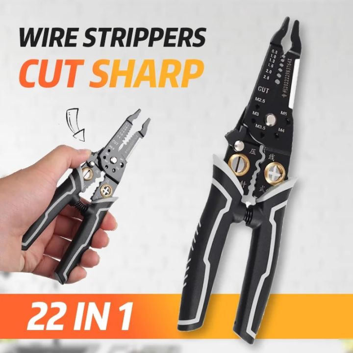 22 in 1 Wire Stripping Pliers Multifunction Electrician Cable Cutting ...